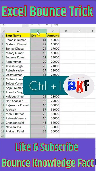 Excel Magic Tricksshorts Bounce Excel Excelshortcuts Bkf Bounceknowledgefact Youtube 