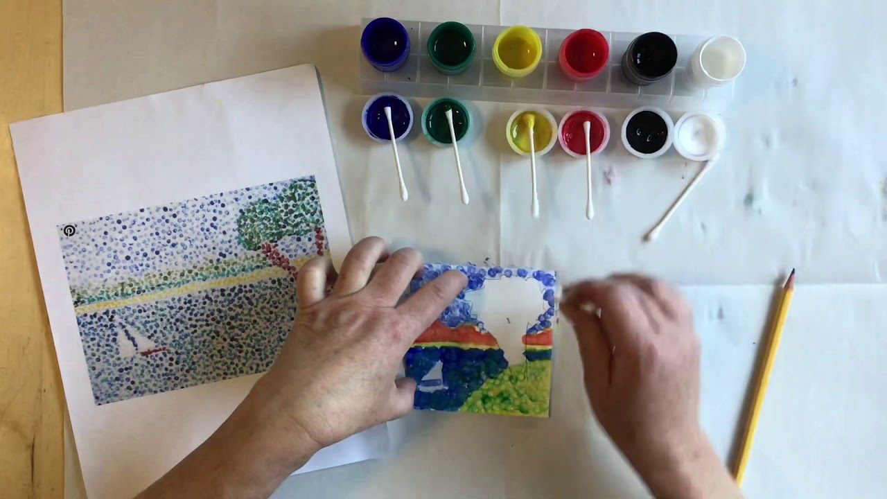 Pointillism with Q-tips - YouTube