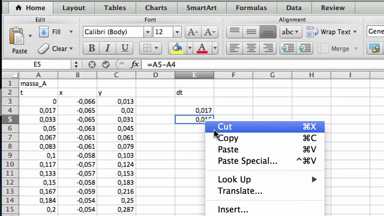 De valversnelling bepalen in Excel Deel 1 - YouTube