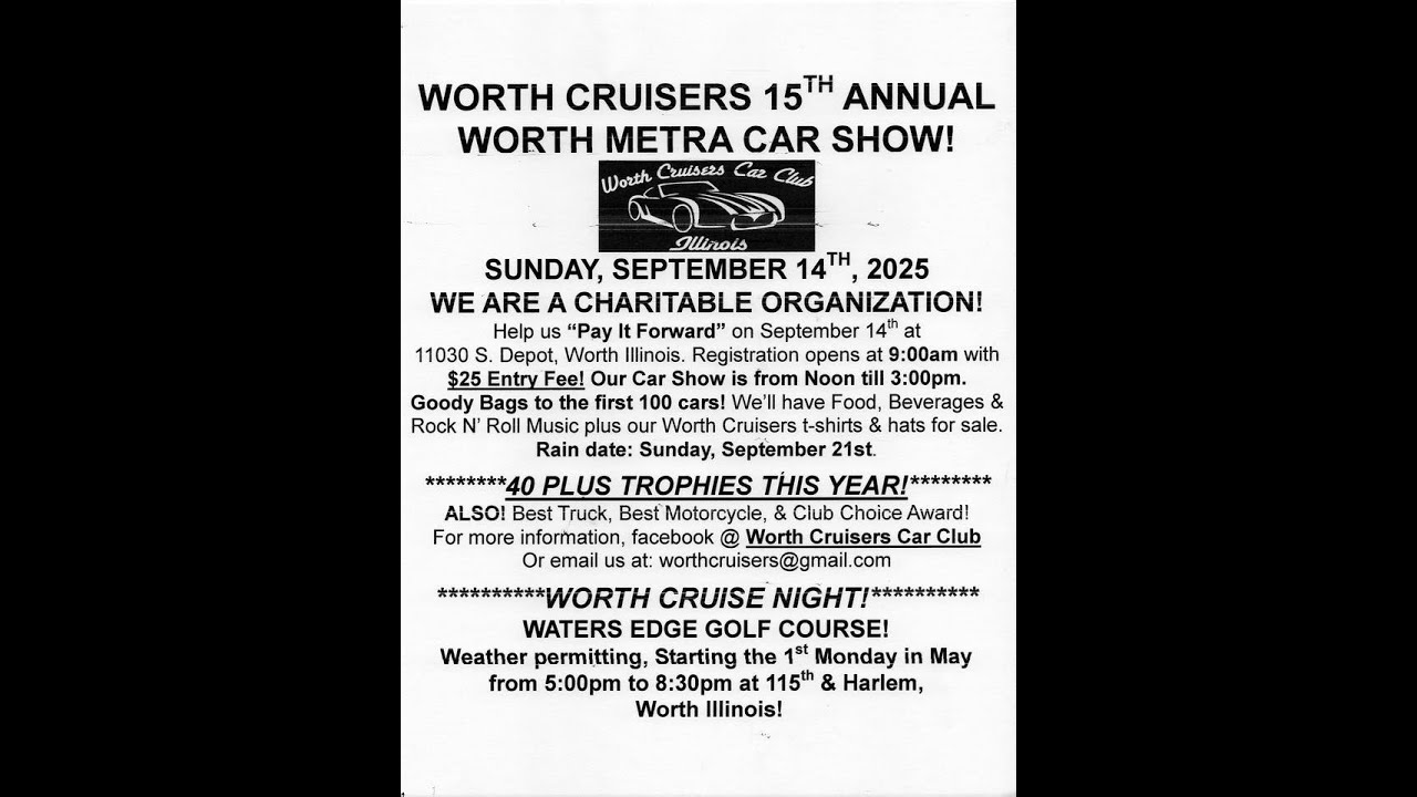 Worth Cruisers 15th Annual Metra Car Show - YouTube