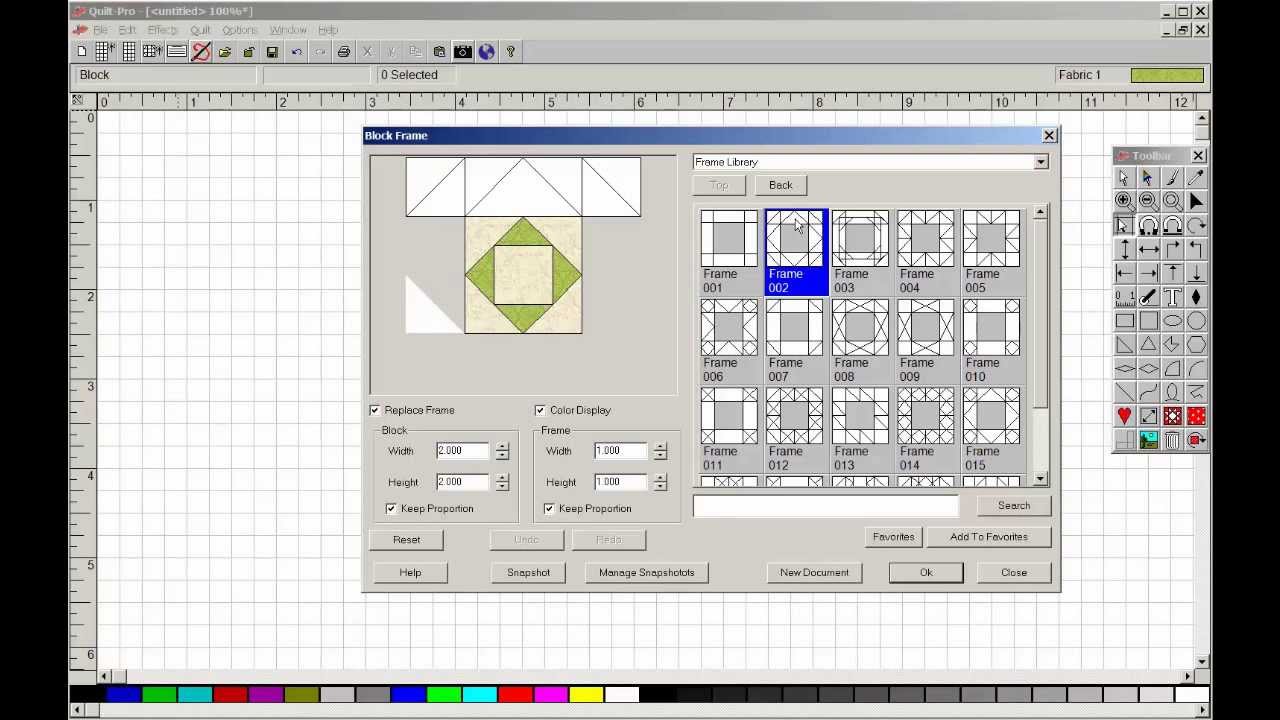 Quilt-Pro 6 Demo - Create a new block using block frames - YouTube