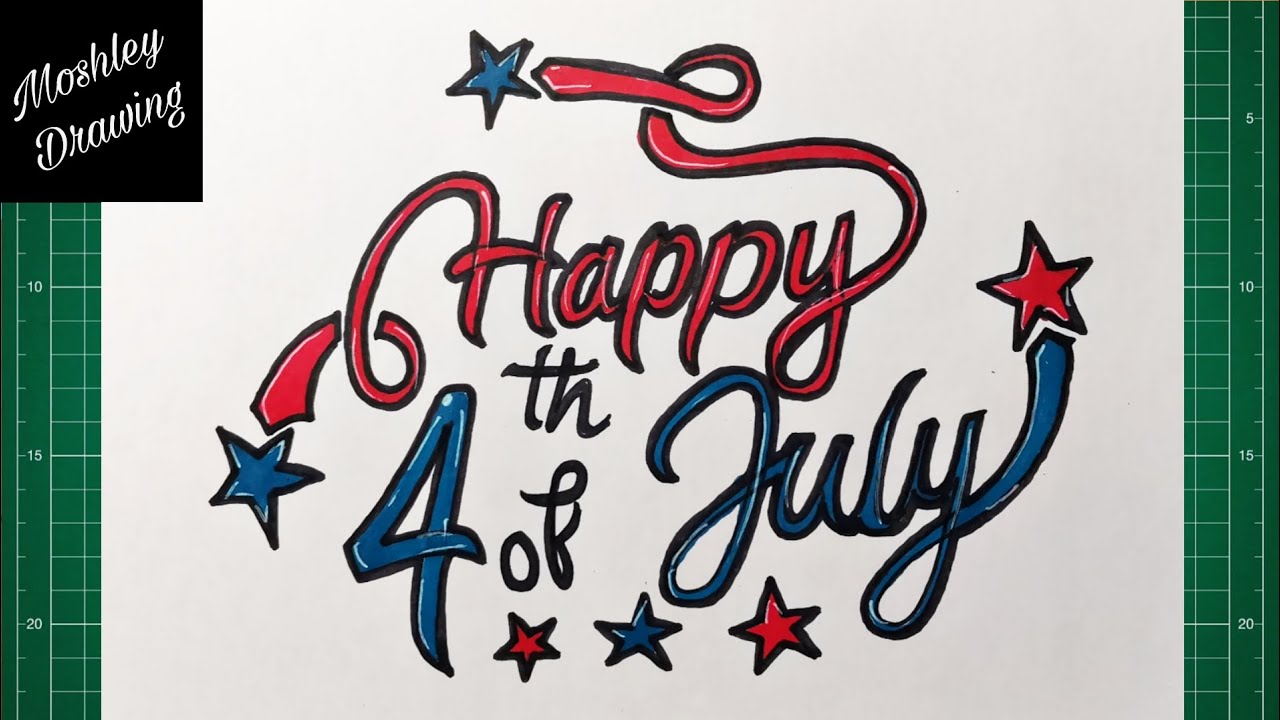 How to Draw Happy 4th of July - YouTube