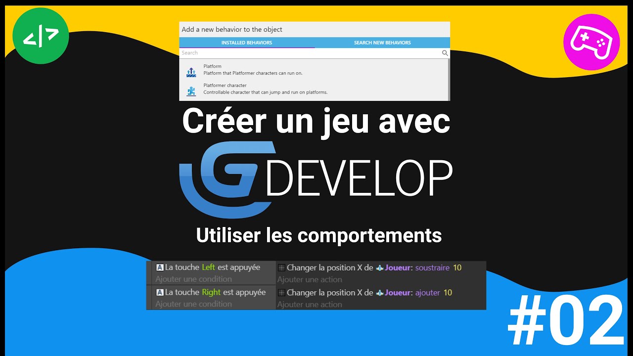 TUTO : Créer un jeu avec GDevelop ! Ep02 : Les comportements - YouTube