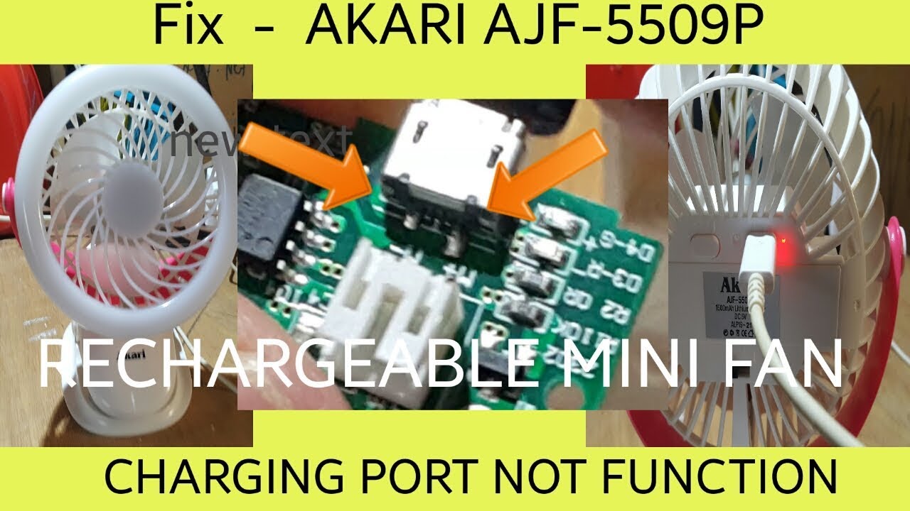 AKARI MINI FAN HOW TO REPAIR IF NOT CHARGING 2021 - YouTube