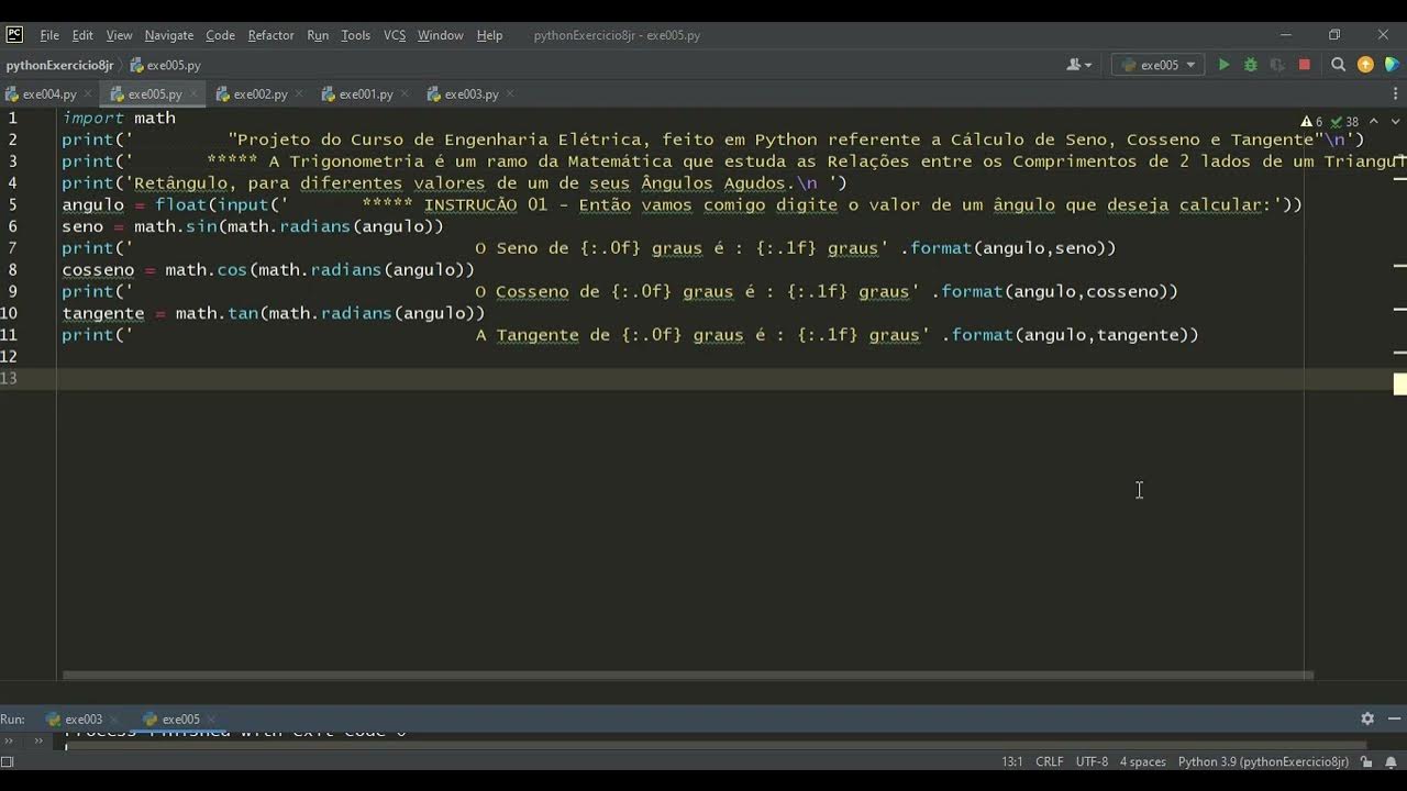 Python: Seno, Cosseno e Tangente. Cálculo de Forma simples e Objetiva ...