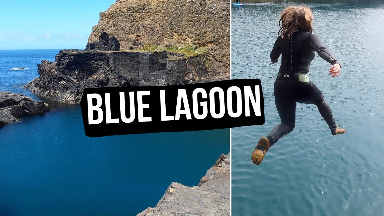 Cliff Jumping at a flooded slate quarry! | Blue Lagoon, Abereiddy ...