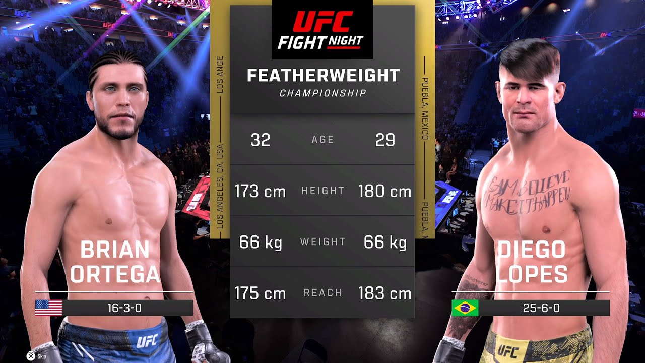 Brian Ortega vs Diego Lopes Full Fight - UFC 5 Fight Night - YouTube