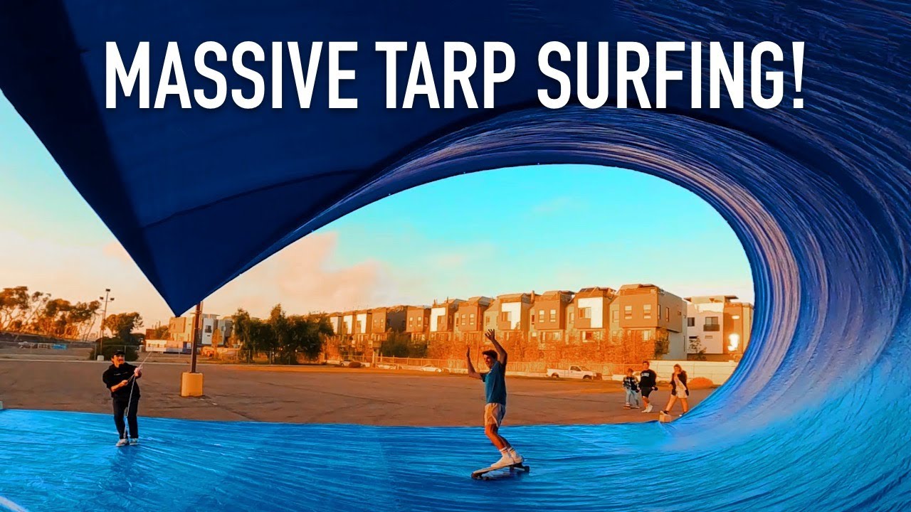 We Made the Biggest Tarp Surfing Wave Ever! - YouTube