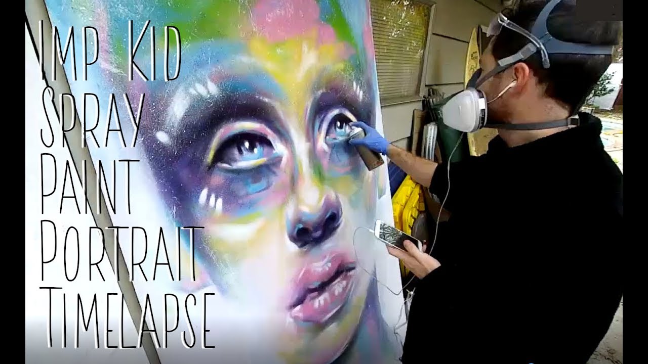 Spray Paint Portrait Timelapse - Imp Kid Queen - YouTube