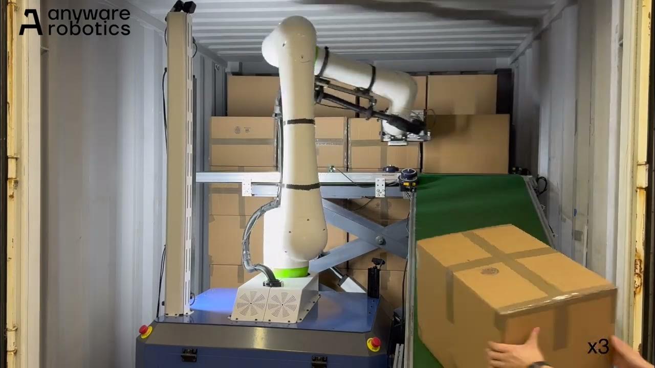 Anyware Robotics new Pixmo unloading with addon conveyor - YouTube