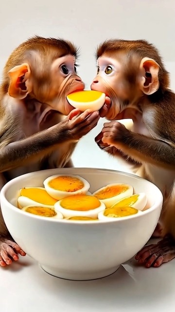 baby monkeys eating boiled eggs🍳🍳🍳🐒🐒🐒#shorts #monkey #eggs #cartoon 🐵🐵 ...