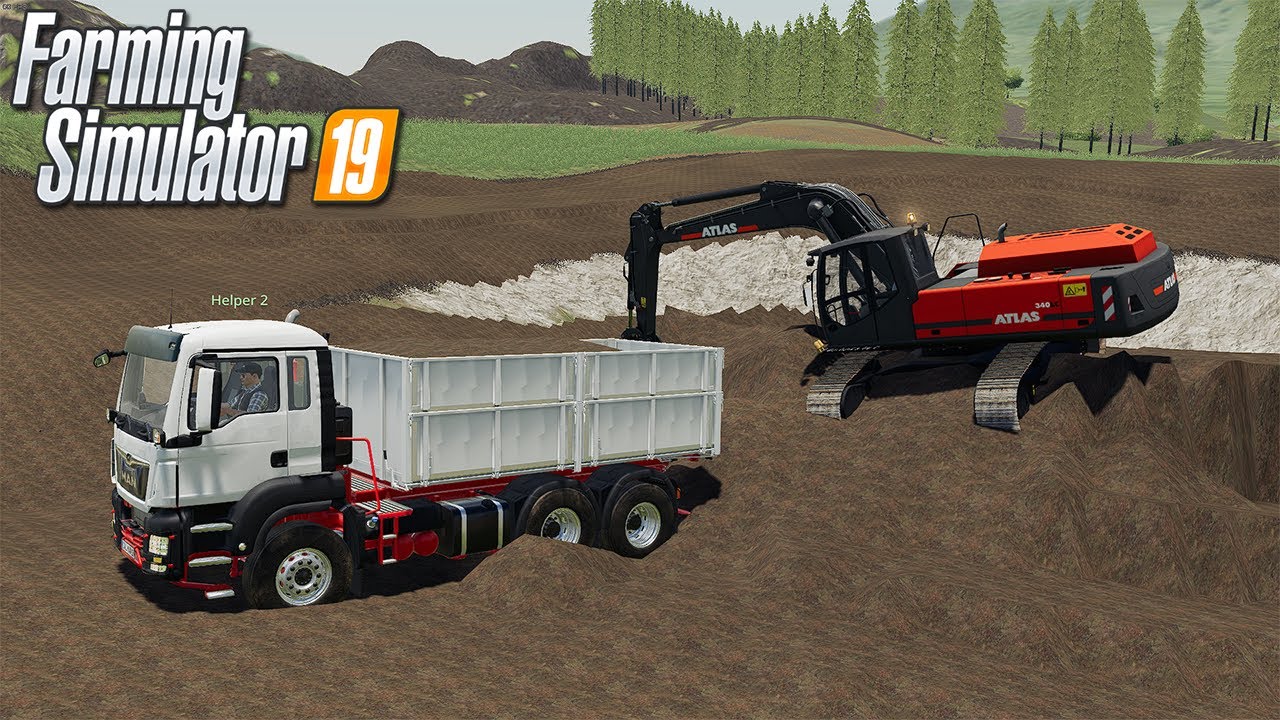 🚧Atlas 340LC🚧||Public Works On On The Valley The Old farm||FS19 MINING ...