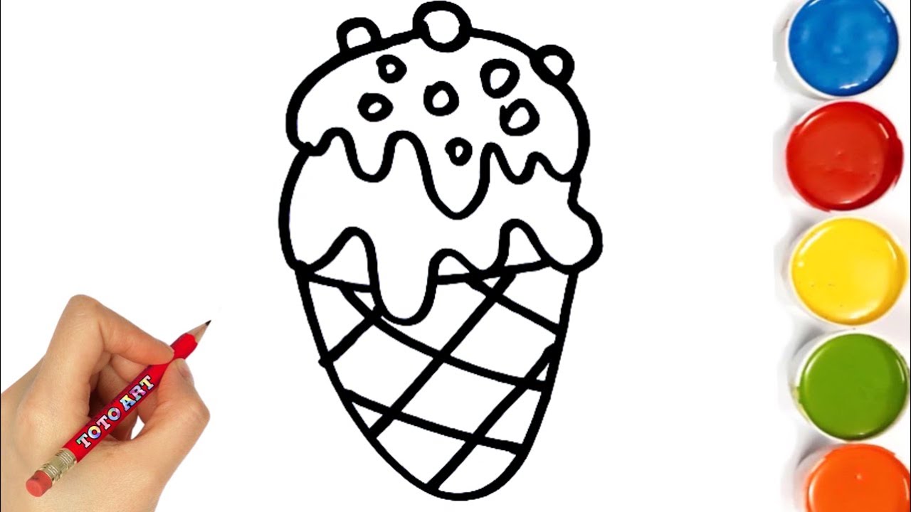 How to draw Big Ice Cream -Colouring for Kids & Toddlers |Draw, Paint ...
