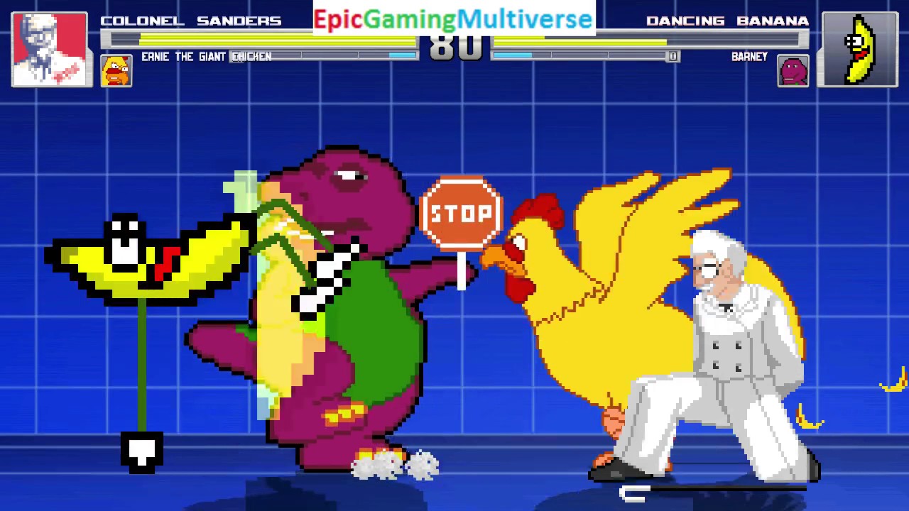 Ernie The Giant Chicken & Colonel Sanders VS Dancing Banana And Barney ...