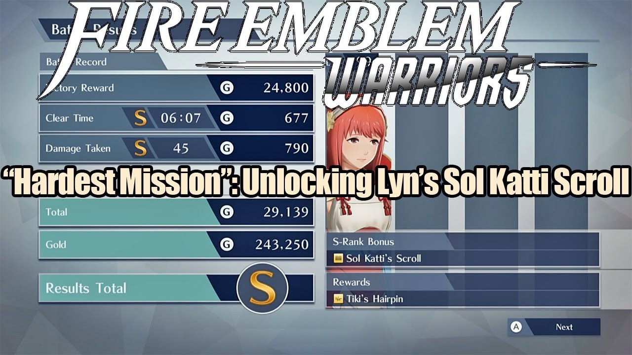 Fire Emblem Warriors - "Hardest Mission": Unlocking Lyn's Sol Katti ...