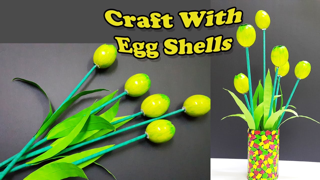 Tulip Flower made out from Best out of Waste-Eggshells\\Egg Shell Craft ...