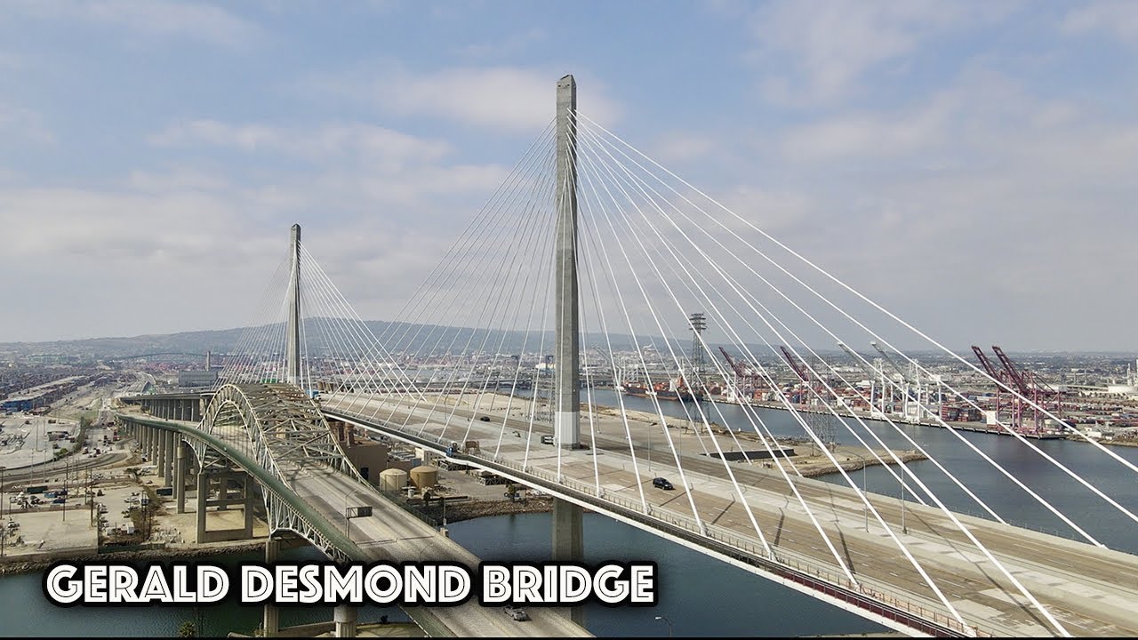 Gerald Desmond Bridge in Long Beach California Now Open | Drone Footage ...