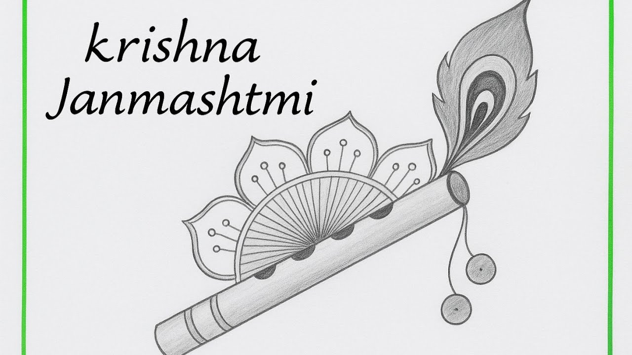 How to draw Flute of Krishna|[2025] Bansuri drawing| Simple drawing ...