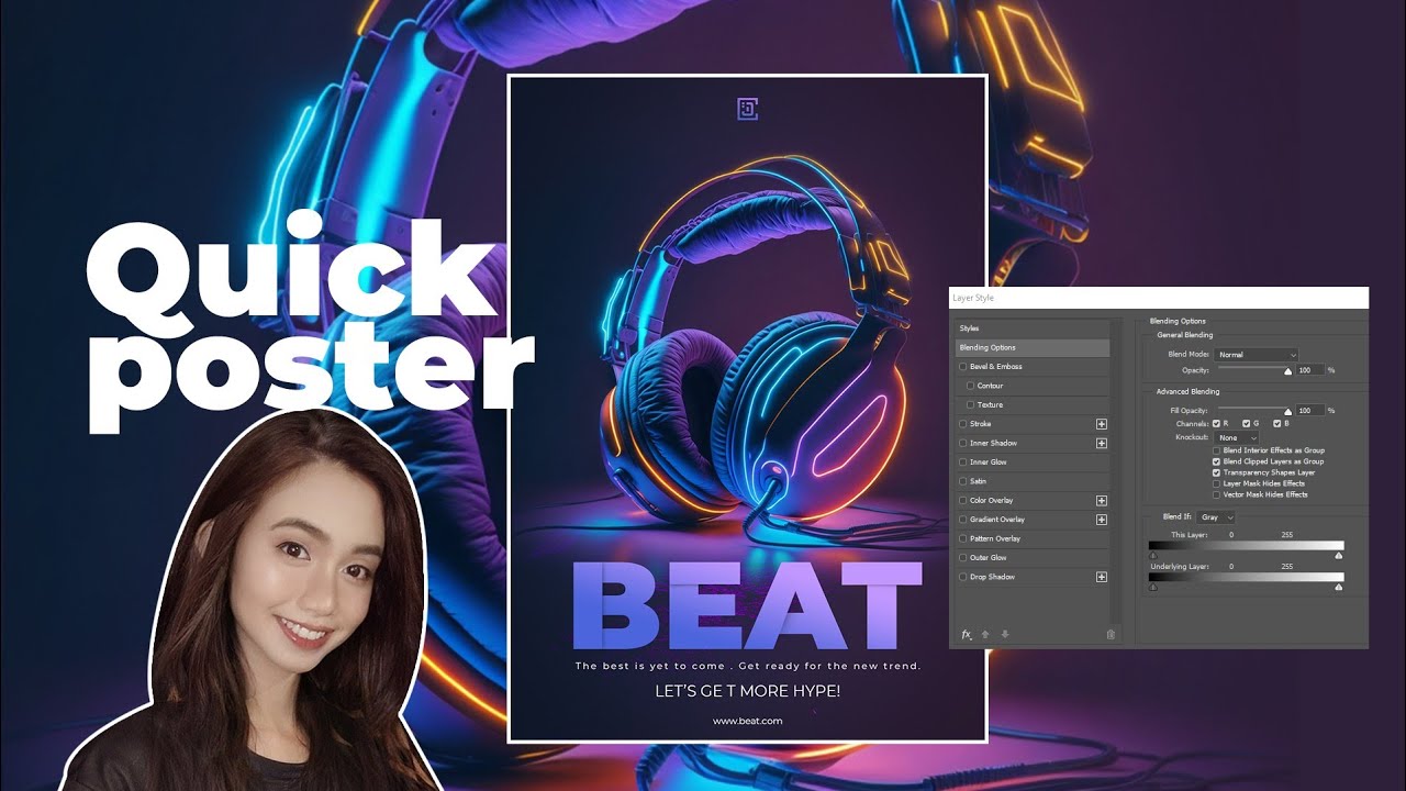 HEADSET QUICK POSTER in Photoshop - YouTube