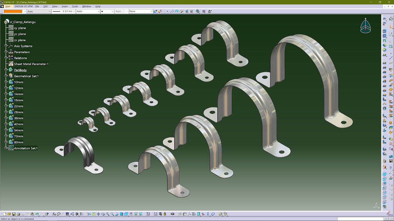 U Clamp Auto size modeling Sheet metal Design in CATIA - YouTube