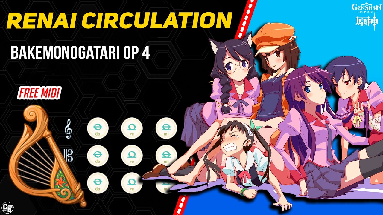 Bakemonogatari OP 4 - Renai Circulation [ Midi ] Windsong Lyre Cover ...