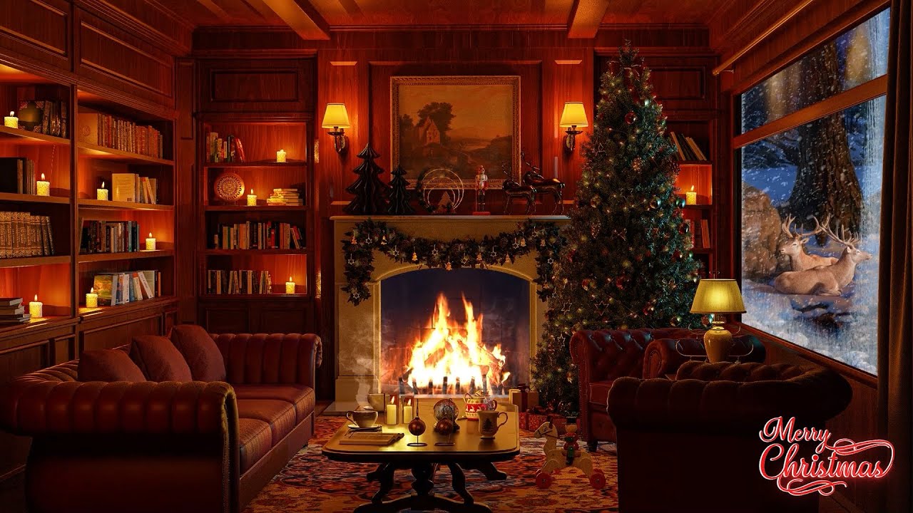 Cozy November Winter Jazz Music|Reading room space with peaceful Piano ...