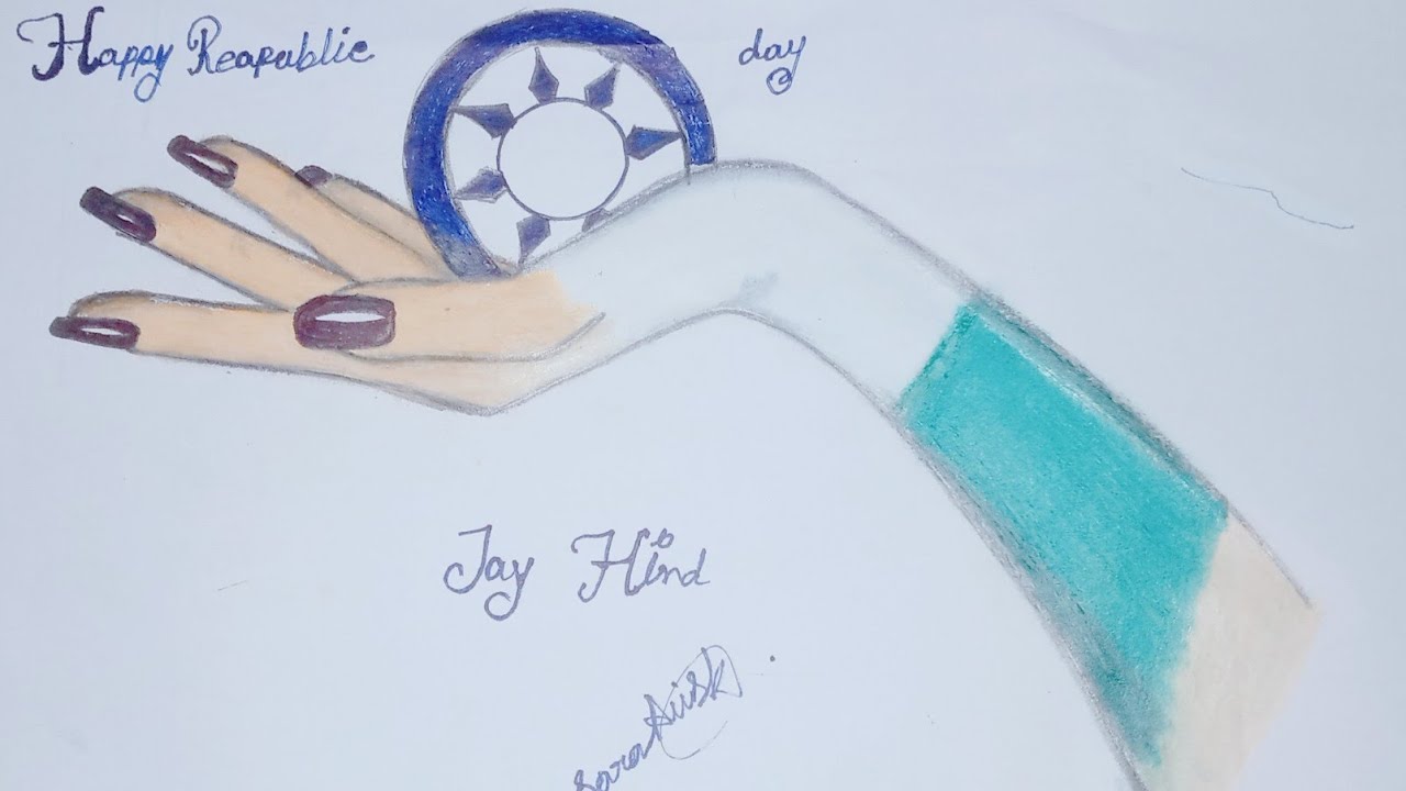 How to draw Ashoka Chakra in hand with pencil sketch with oil pastel ...