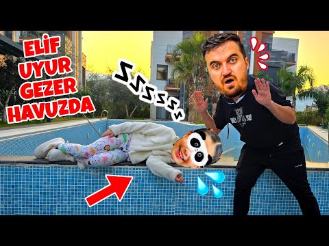 ELİF SİNEM SİTEDE UYURGEZER OLDU ‼️ EYVAH BOŞ HAVUZDA UYUDU !!