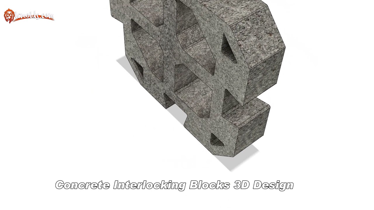 Interlocking Concrete Blocks 3D Design - YouTube