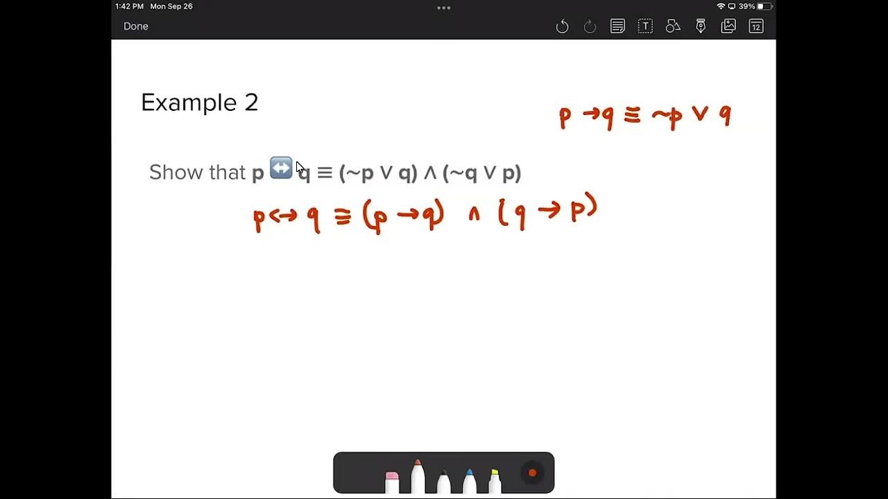 2 - Example 2 (Proving Logical Equivalence Using Truth Tables) - YouTube