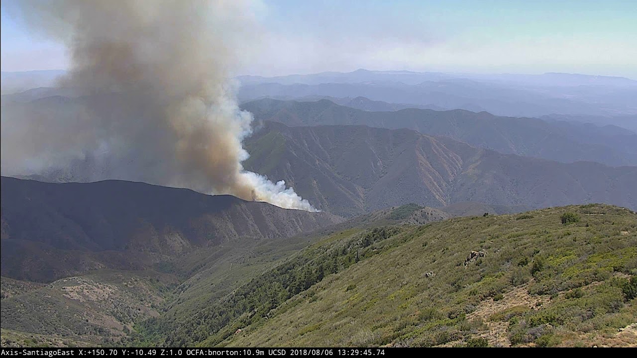 Holy Fire near its inception from Santiago Peak East camera at 1:18 PM ...