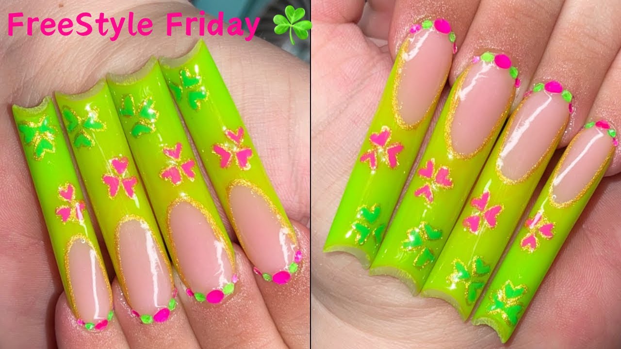 FREESTYLE FRIDAY | ST PATRICKS DAY NAILS | BEGINNER NAIL ART ☘️💚 - YouTube