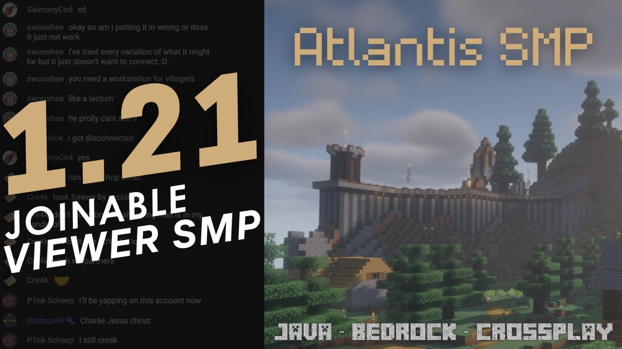 Minecraft: Atlantis SMP with viewers LIVE! New Joinable Viewer SMP ...