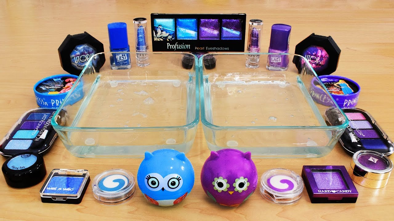 Mixing Makeup Eyeshadow Into Slime! Purple vs Blue Special Series Part ...