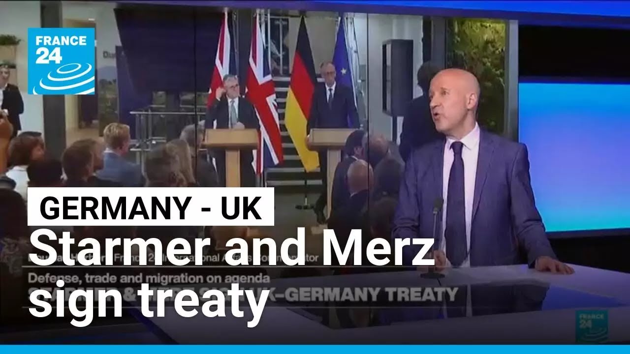 Starmer and Merz sign UK-Germany treaty • FRANCE 24 English - YouTube