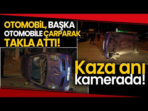 Kartal’da Kontrolden Çıkan Otomobil Park Halindeki Otomobillere Çarpıp Böyle Takla Attı