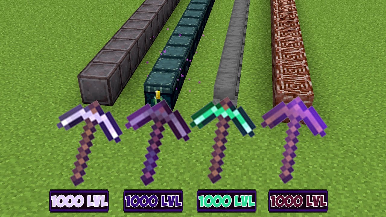 which 1000 lvl pickaxe is faster vs the strongest blocks - YouTube