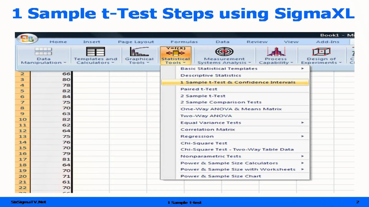 Six Sigma T-test - YouTube