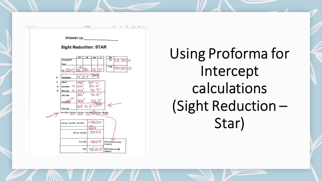 How to use a Proforma for Intercept Calculations - Sight Reduction ...