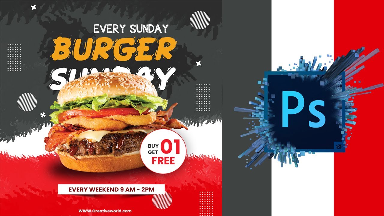 photoshop social media design burger advertise creative.... graphic ...