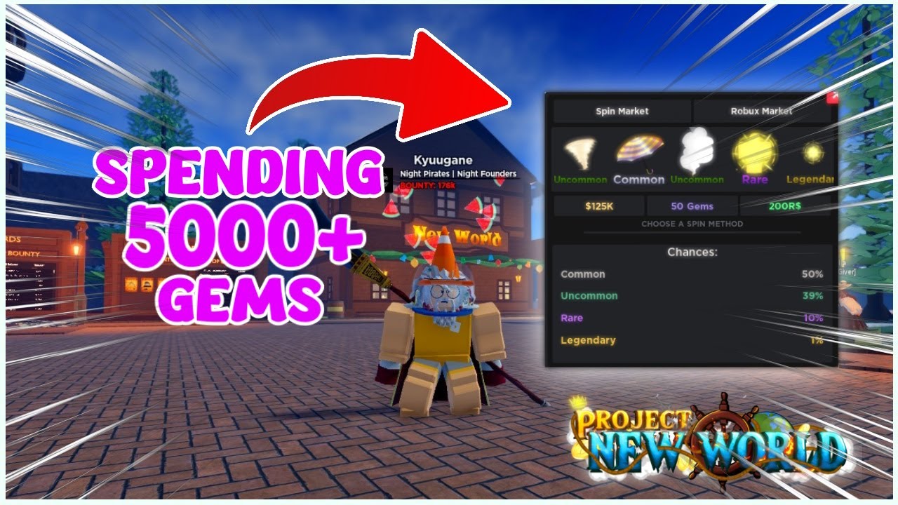 5000+ Gems on Fruit Spin | Project New World Roblox - YouTube