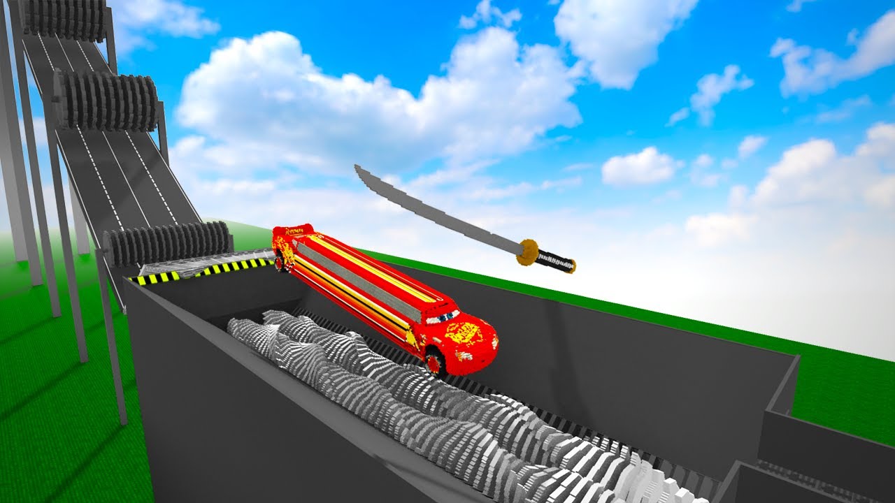 Cars Fall Into The Longest Shredder Factory Through Cogwheels ...