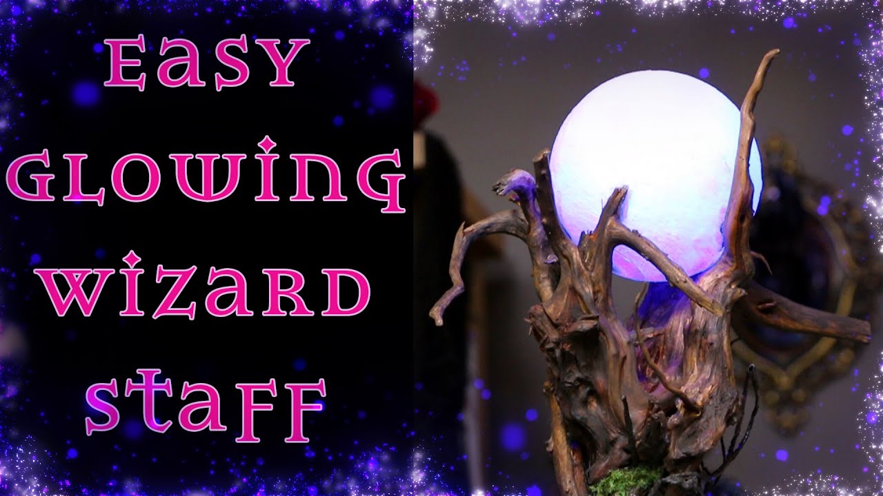 DIY Wizard Staff - EASY Light Up Wizards Staff - Green Man Costume ...