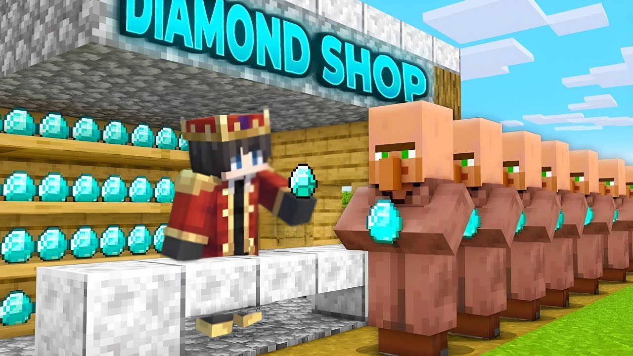 I opened a diamond shop for villagers in Minecraft - YouTube