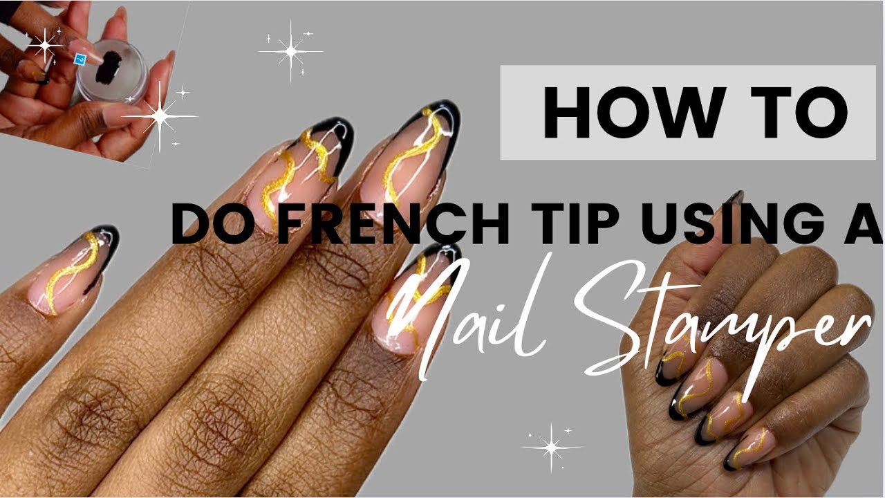 How To: Do French Tip Using A Nail Stamper | Polygel Using Dual Forms ...