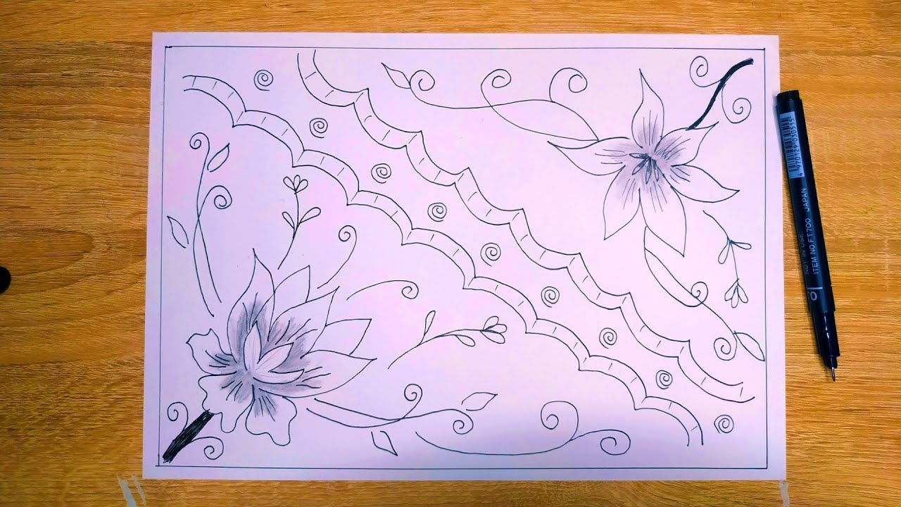 Cara Membuat Motif Batik Bunga || Lukisan Batik Bunga - YouTube