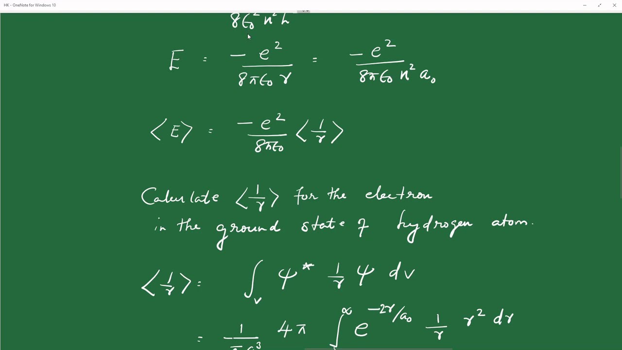 Hydrogen Atom : Part 4 : Expectation Values of r and 1/r - YouTube
