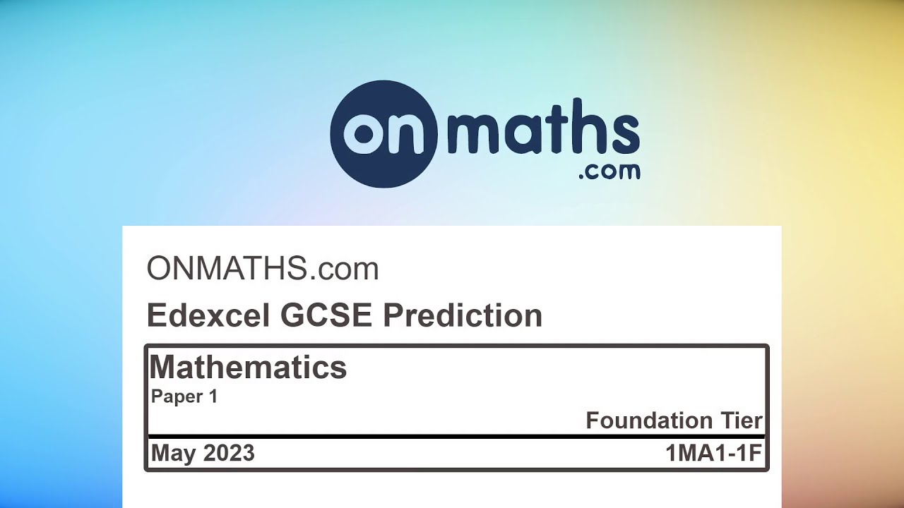 Edexcel Maths GCSE May 2023 Paper 1 Prediction Foundation Paper 1 Non