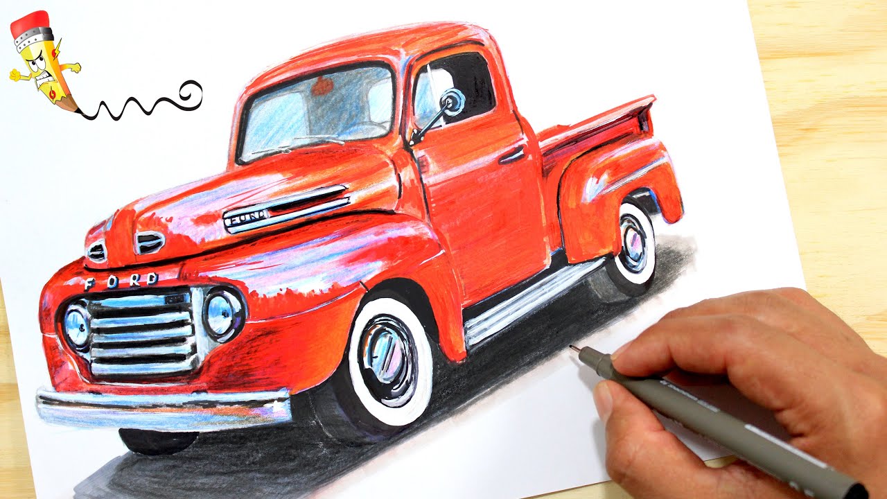 Speed Drawing: Ford F-100 | Speed Draw - YouTube