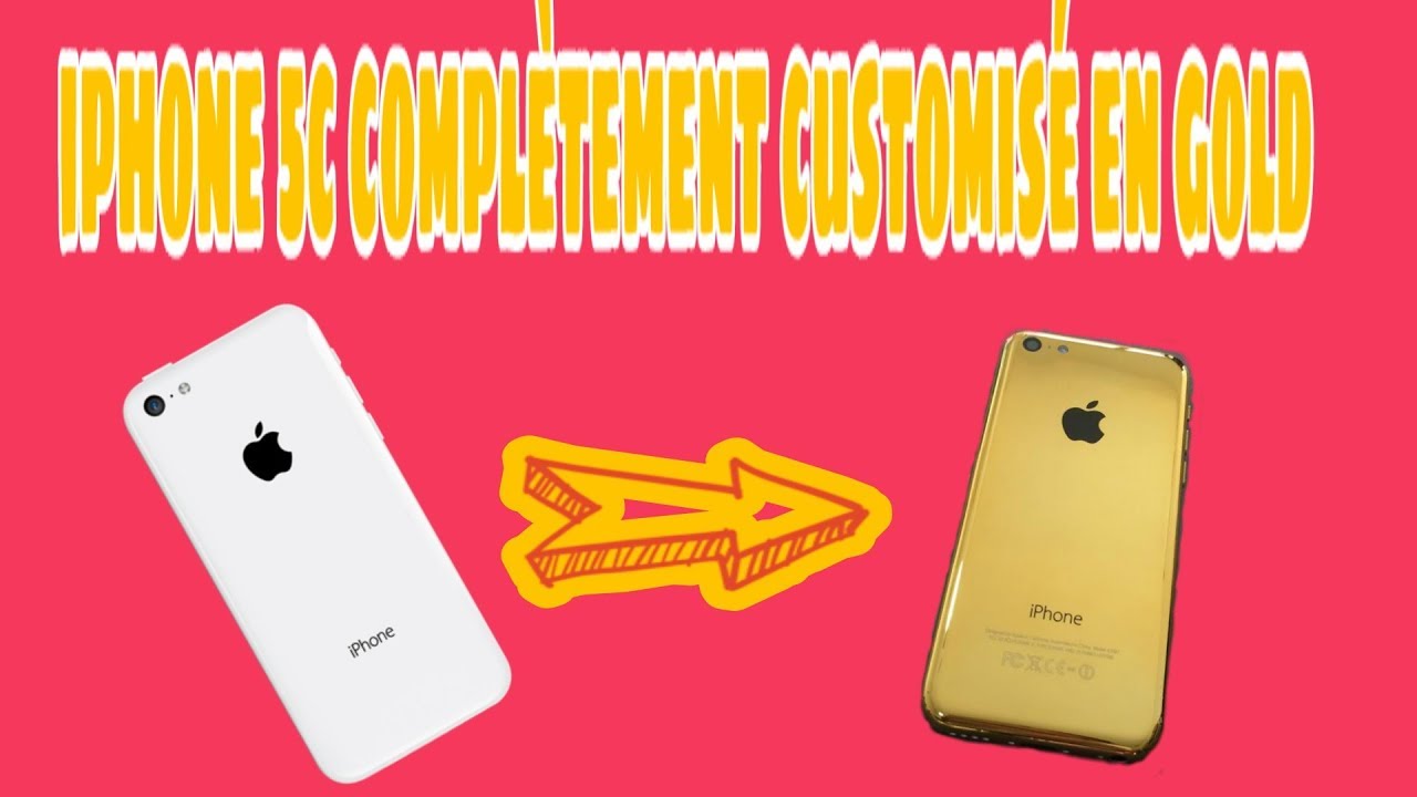 Iphone 5C customisé en gold - YouTube